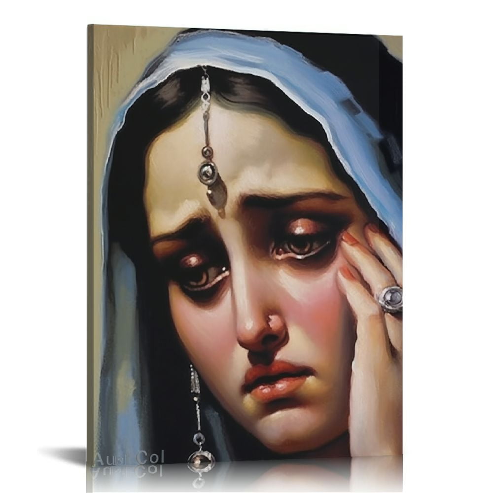 Nawypu Crying of Virgin Mary in Tears Canvas Print Wall Decor Jesus ...