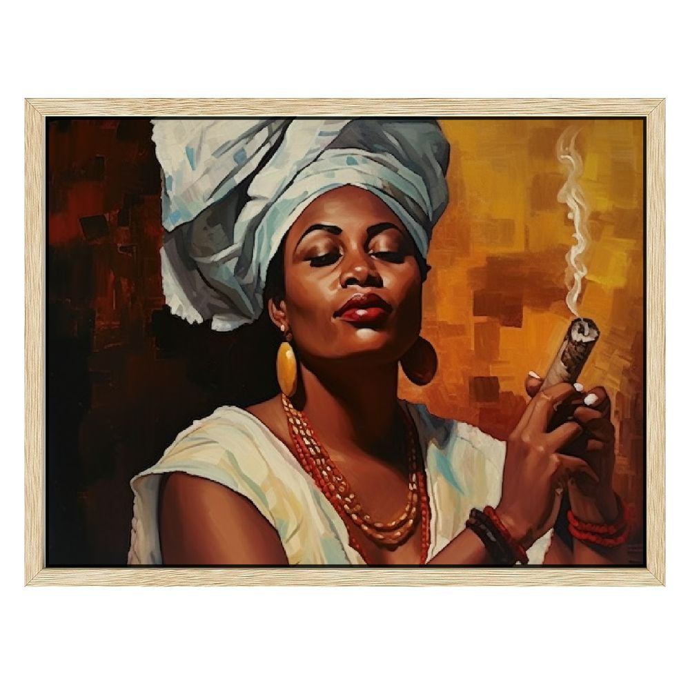 Nawypu Cuban Woman with Cigar Brown Canvas Wall Art Picture Print Home ...