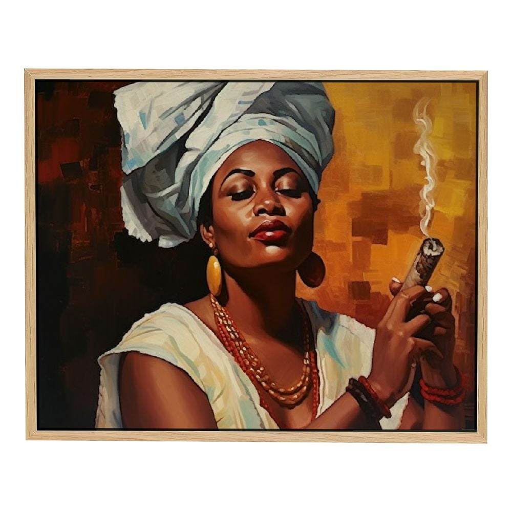 Nawypu Cuban Woman with Cigar Brown Canvas Wall Art Picture Print Home ...