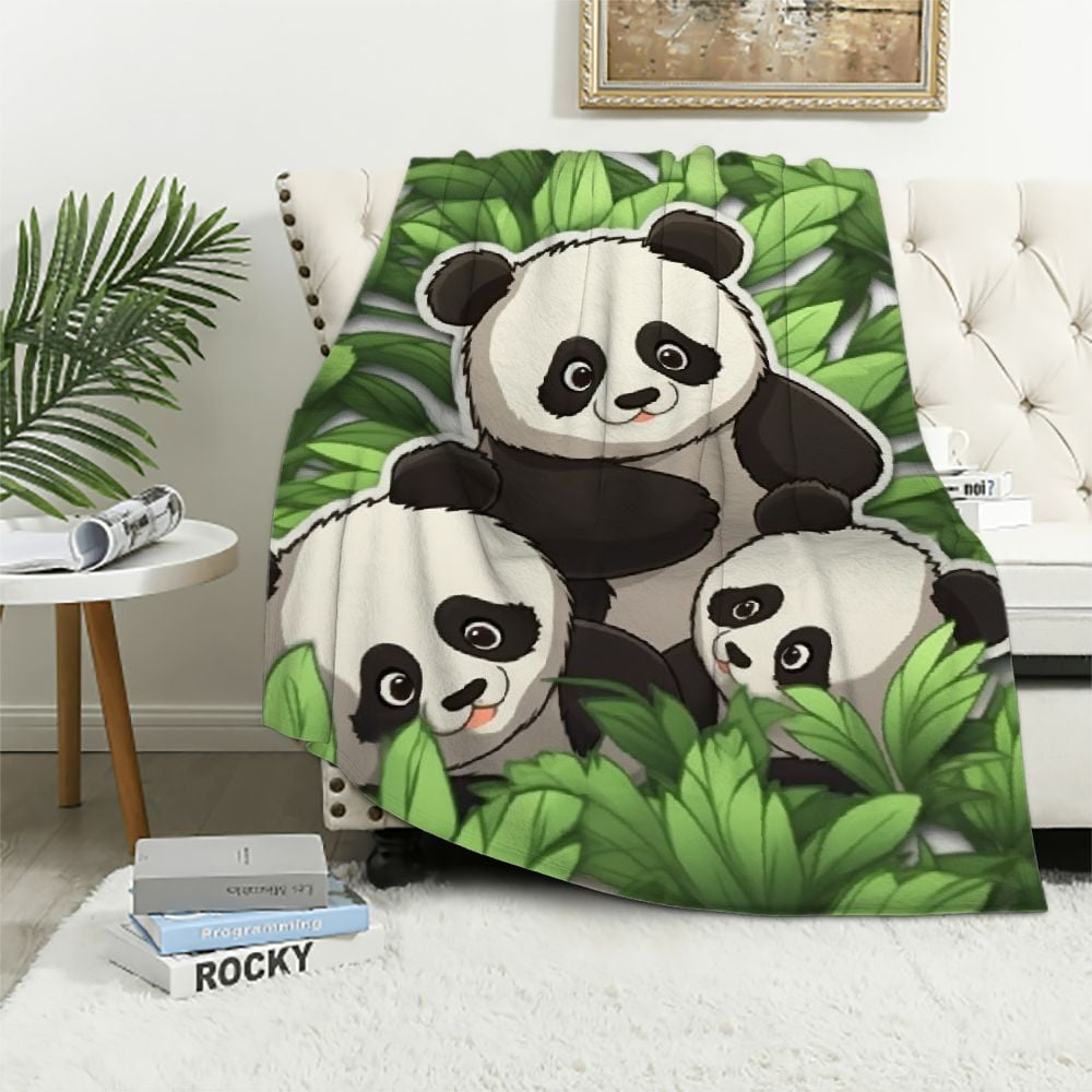 Nawypu Custom Panda Blanket Gift Cute Blankets for Kids - White Soft ...