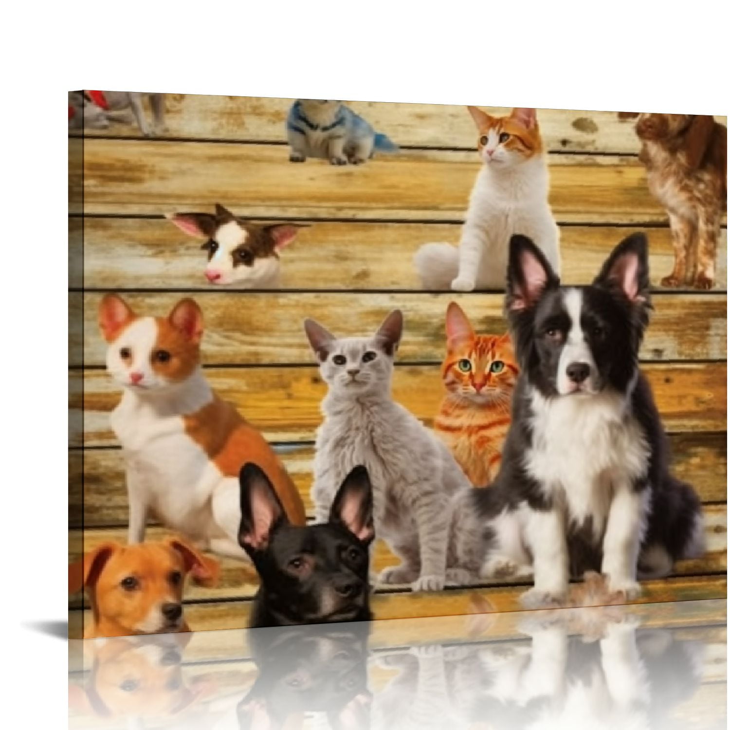 Nawypu Cute Animals Canvas Wall Art Vintage Dog Cat Mouse Rabbit ...