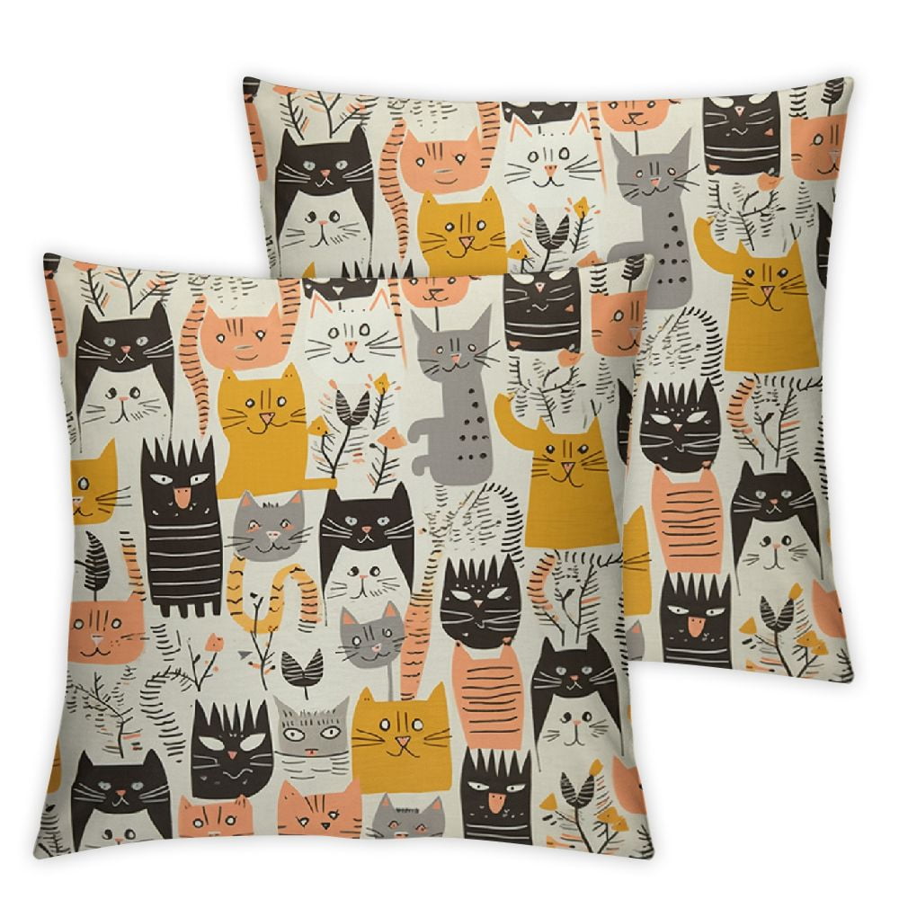 Nawypu Cute Cartoon Cat Throw Pillow Covers Colorful Kitty Kitten ...