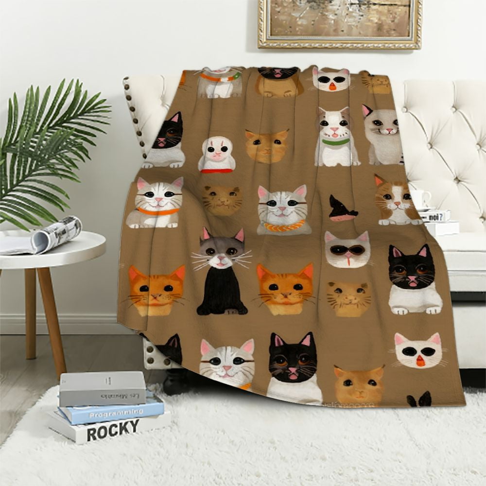 Nawypu Cute Cat Blanket for Kids Super Soft Fuzzy Throw Blankets Gifts ...