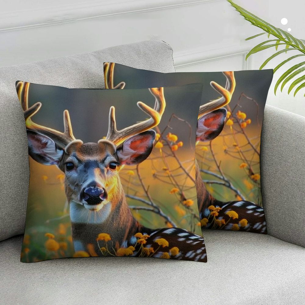 Awypu Cute Deer Throw Pillow Covers Set, Square Throw Pillow for Couch ...