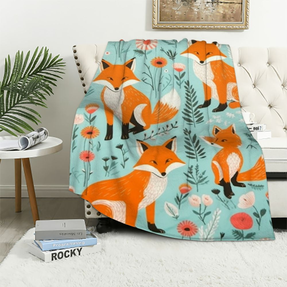 Nawypu Cute Fox Throw Blanket Soft Cozy Plush Blanket, 3D Printed ...