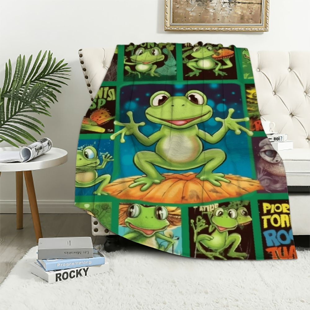 Nawypu Cute Frog Blanket Gift for Kids Teens Adults Cartoon Frog ...