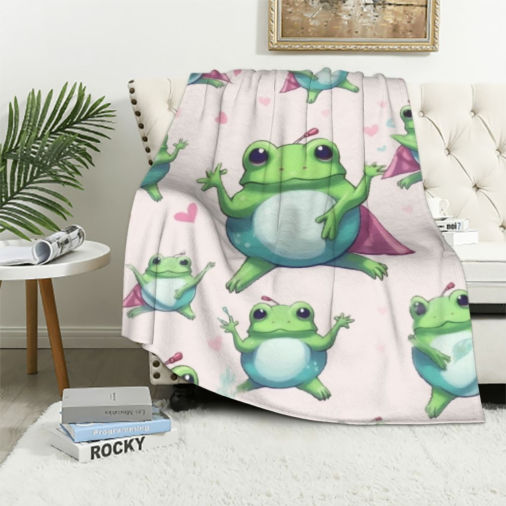 Nawypu Cute Fun Frog Blanket, Soft Blankets Flannel Bed Throw Cozy ...