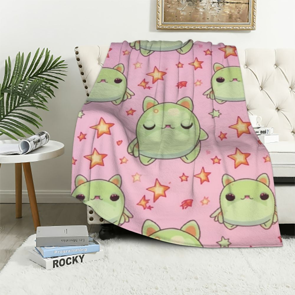 Nawypu Cute Kawaii Frogs Blanket, Flannel Blanket Fluffy Cozy Fuzzy ...