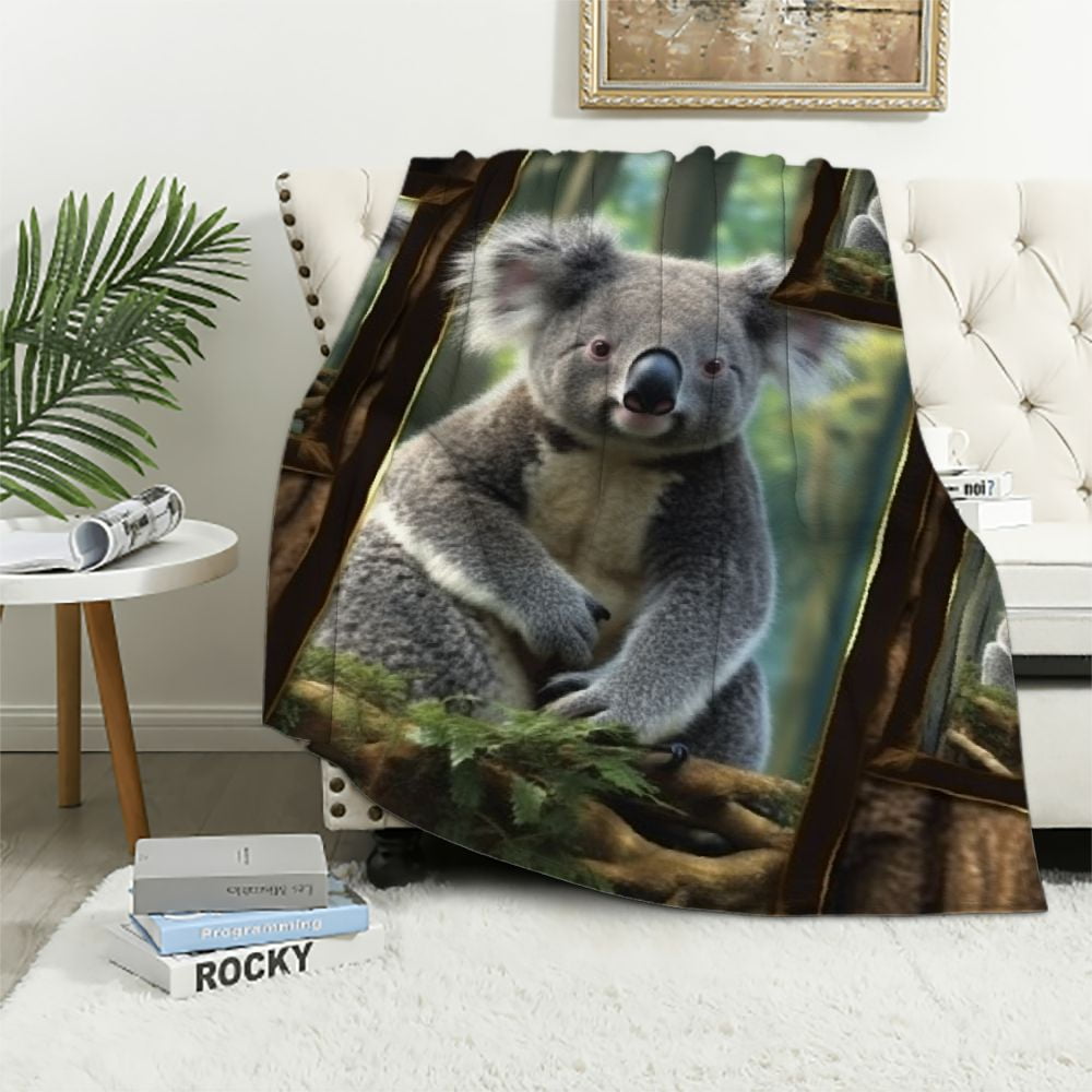 Nawypu Cute Koala Blanket Warm Cozy Wild Animal Koala Plush Decor Throw ...