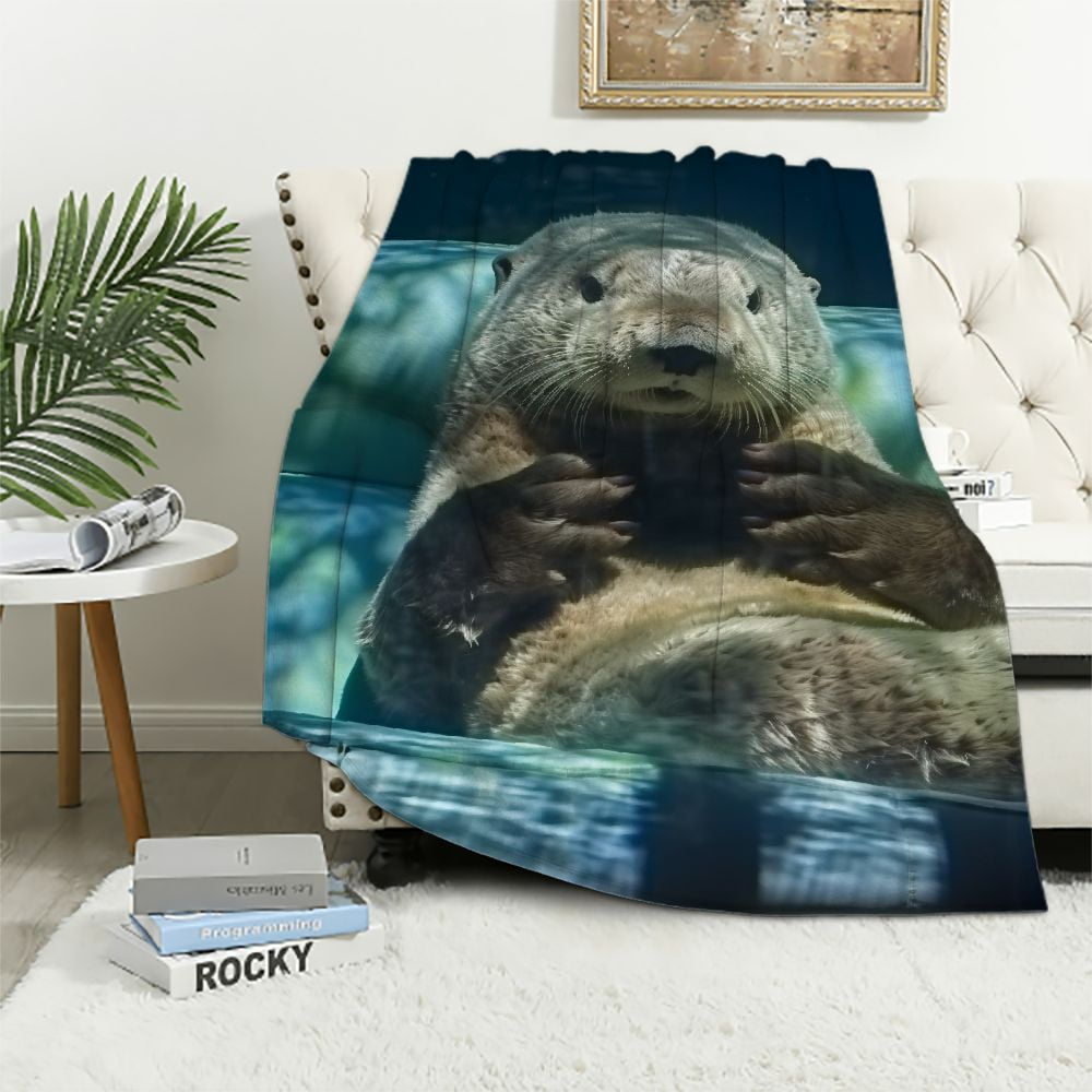 Nawypu Cute Otters in The Sea Pattern Blanket Flannel Throw Blankets ...