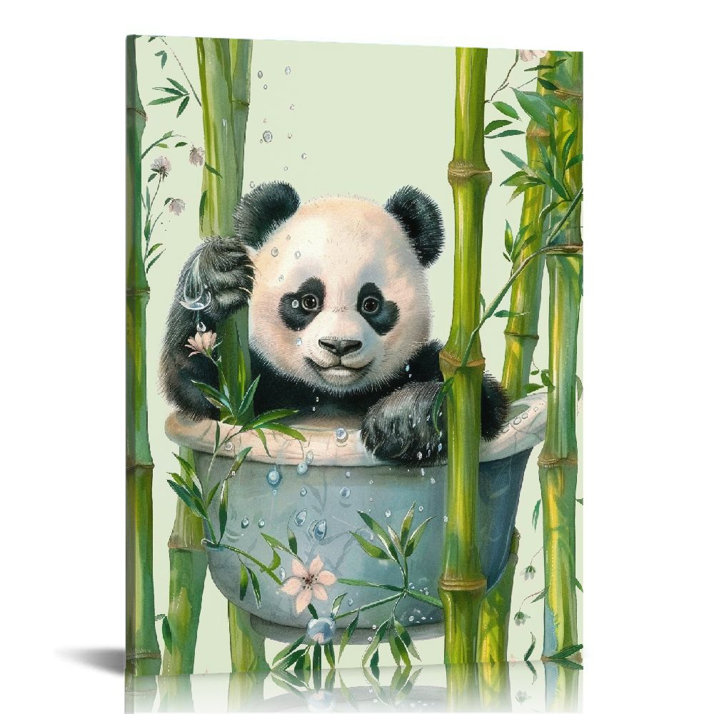 Nawypu Cute Panda Bathroom Wall Decor Funny Panda In Bathtub Pictures ...