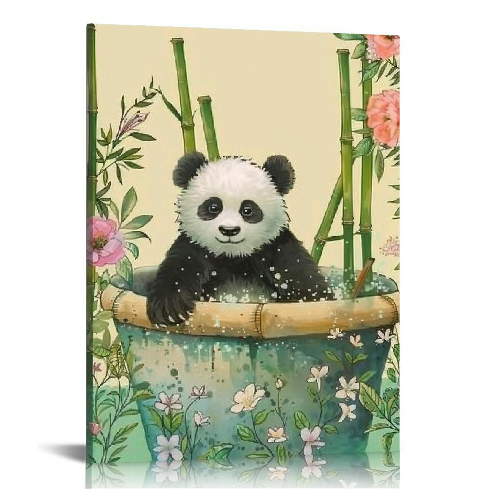 Nawypu Cute Panda Bathroom Wall Decor Funny Panda In Bathtub Pictures ...