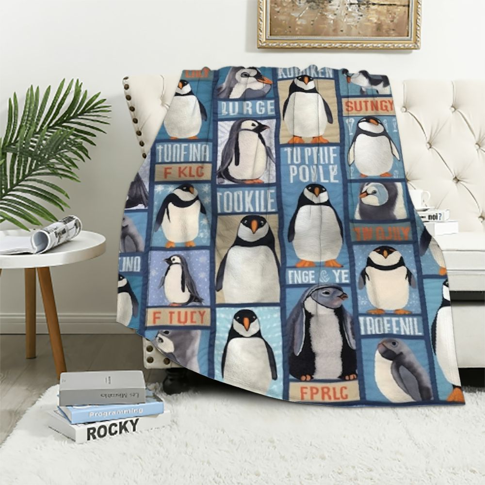 Nawypu Cute Penguin Throw Blanket Warm Super Soft Micro Flannel Blanket ...
