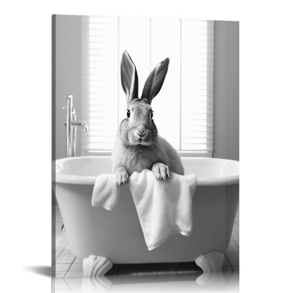 Nawypu Cute Rabbit Bathroom Wall Art Prints, Vintage Pictures Wall ...
