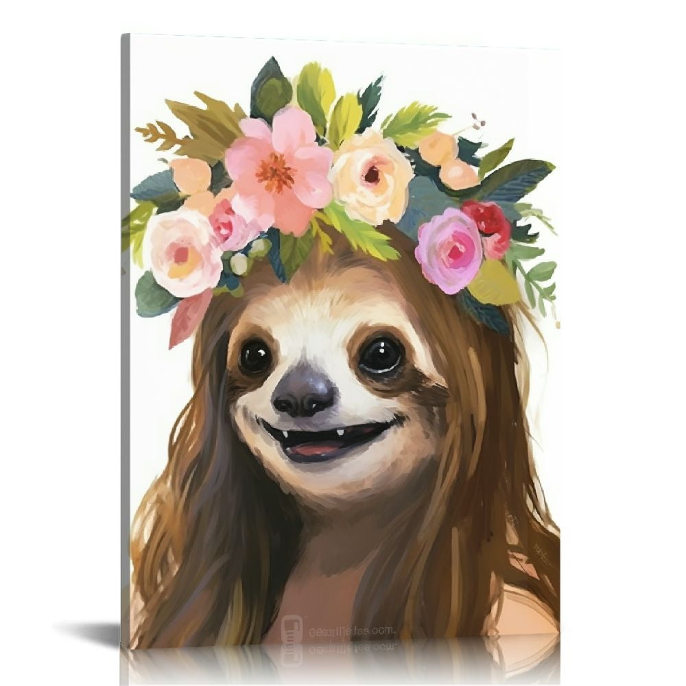 Nawypu Cute Sloth Canvas Wall Art Animal Pictures for Nursery ...