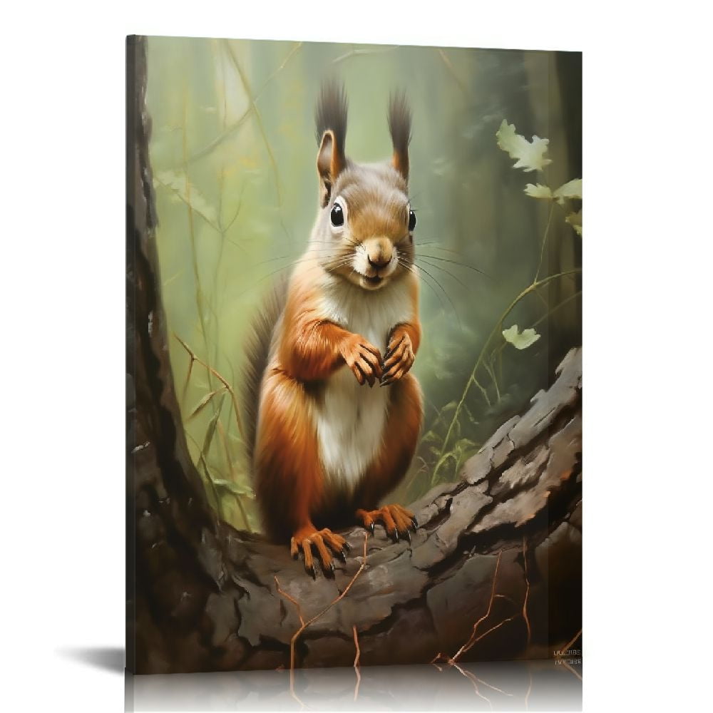 Nawypu Cute Squirrel Poster, Squirrel Children's Room Canvas Decoration ...