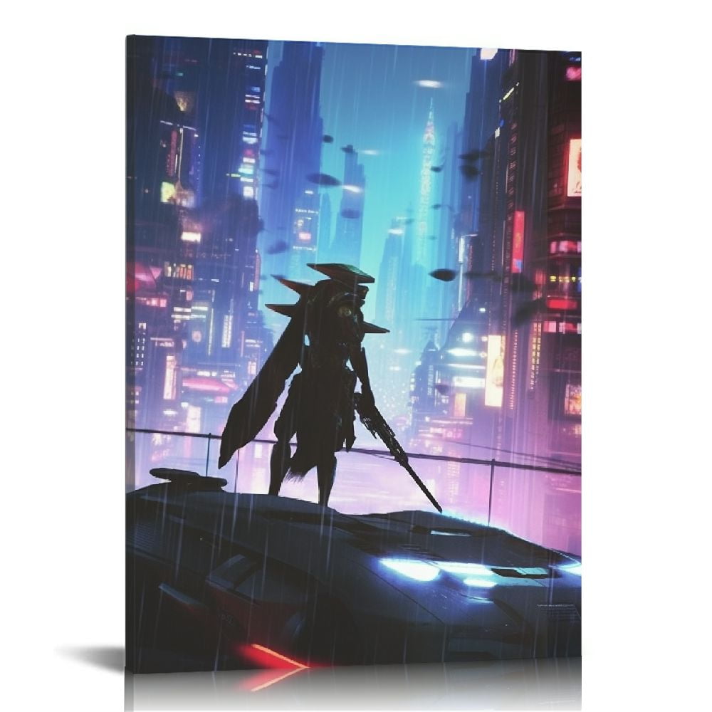 Nawypu Cyberpunk Futuristic Samurai Anime Poster Canvas Art Poster And ...