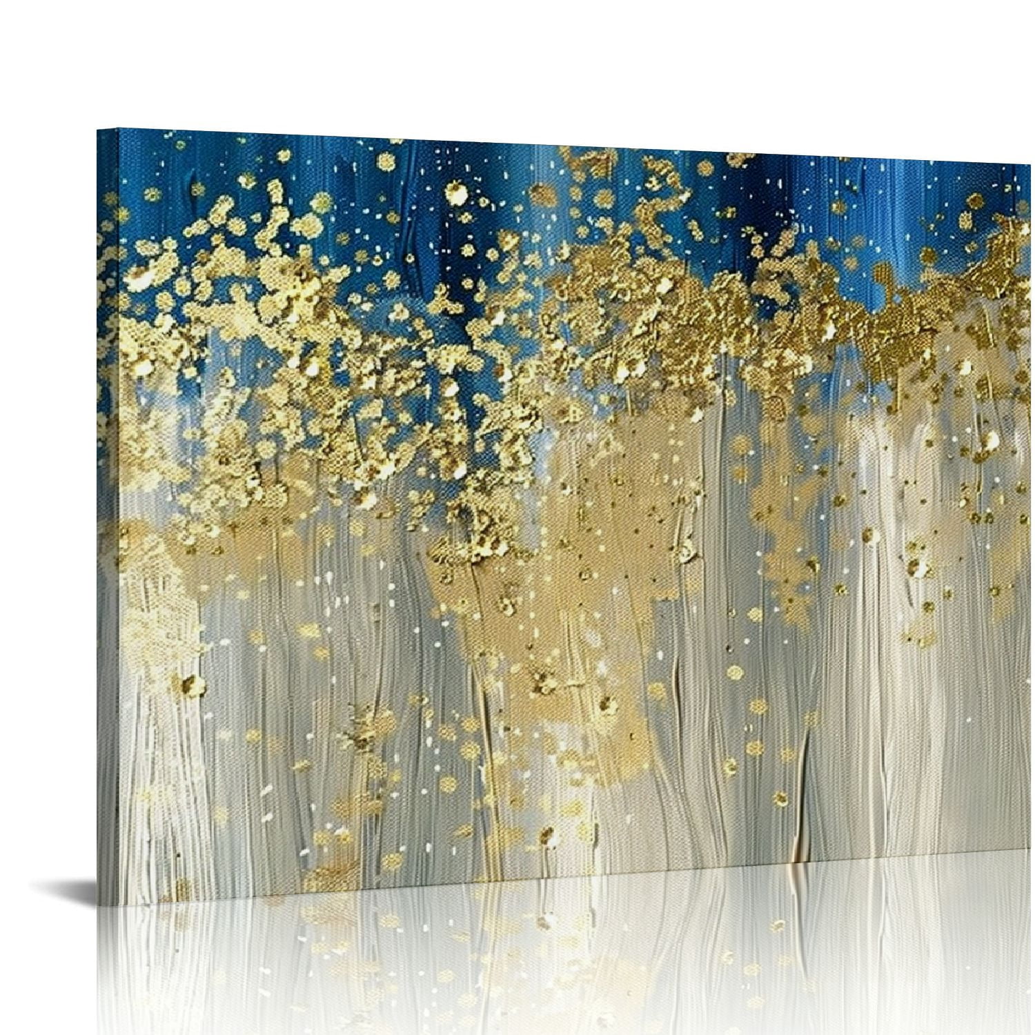 Nawypu DB3050 Abstract Canvas Wall Art Blue Gold Wall Art Decor ...