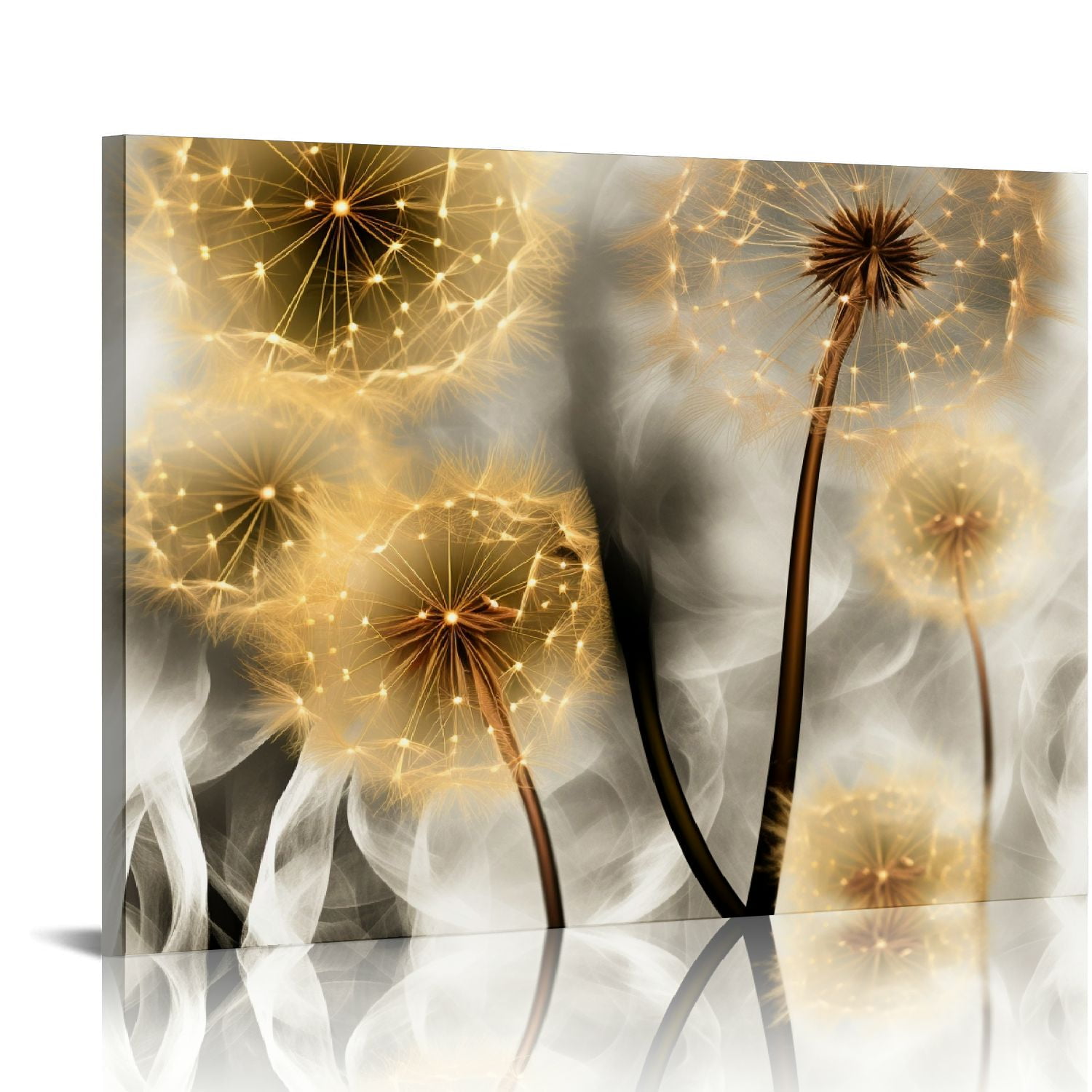 Nawypu Dandelion Flower Canvas Wall Art Black and White Fluttering ...