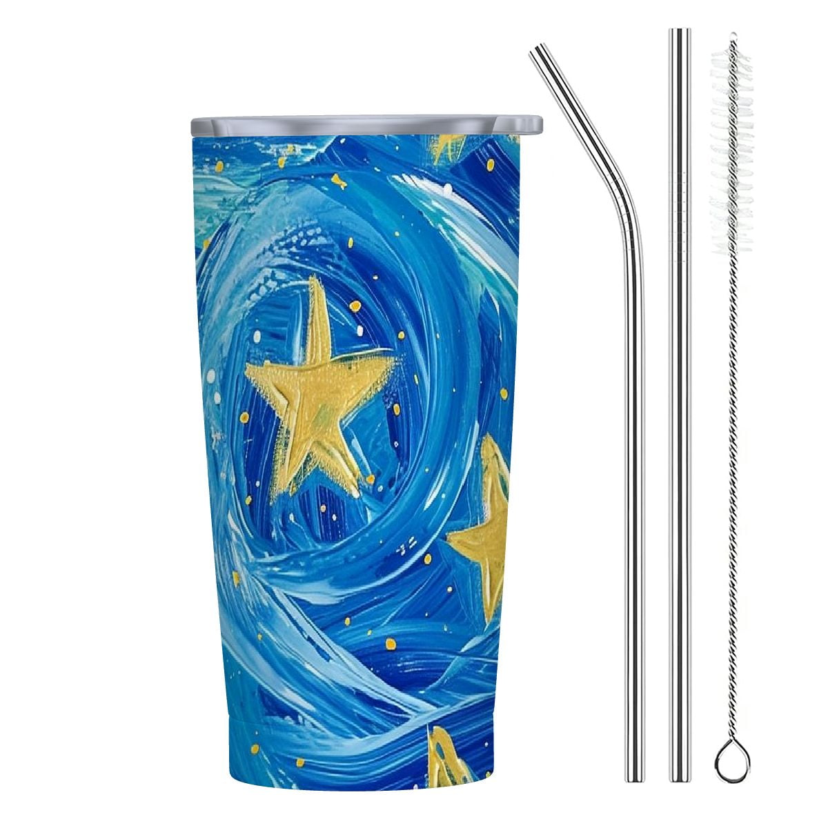 Nawypu Dazzling Stars and Dreamy Night Sky 20oz Car Tumbler with Straw ...