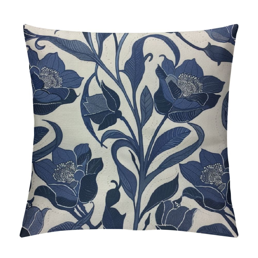Nawypu Decorative Pillow Covers Floral Pattern Pillow Covers Blue ...