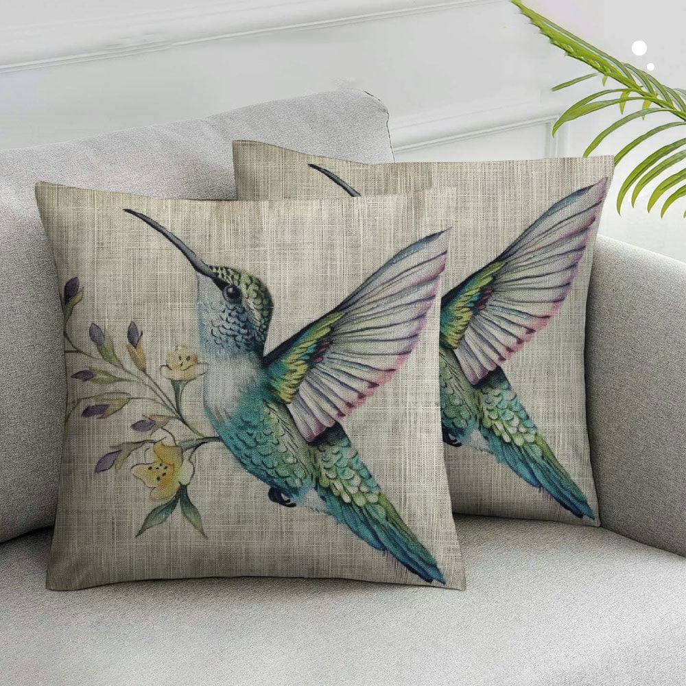 Jiayy Decorative Pillow Covers Flying Hummingbird Animals for Couch ...