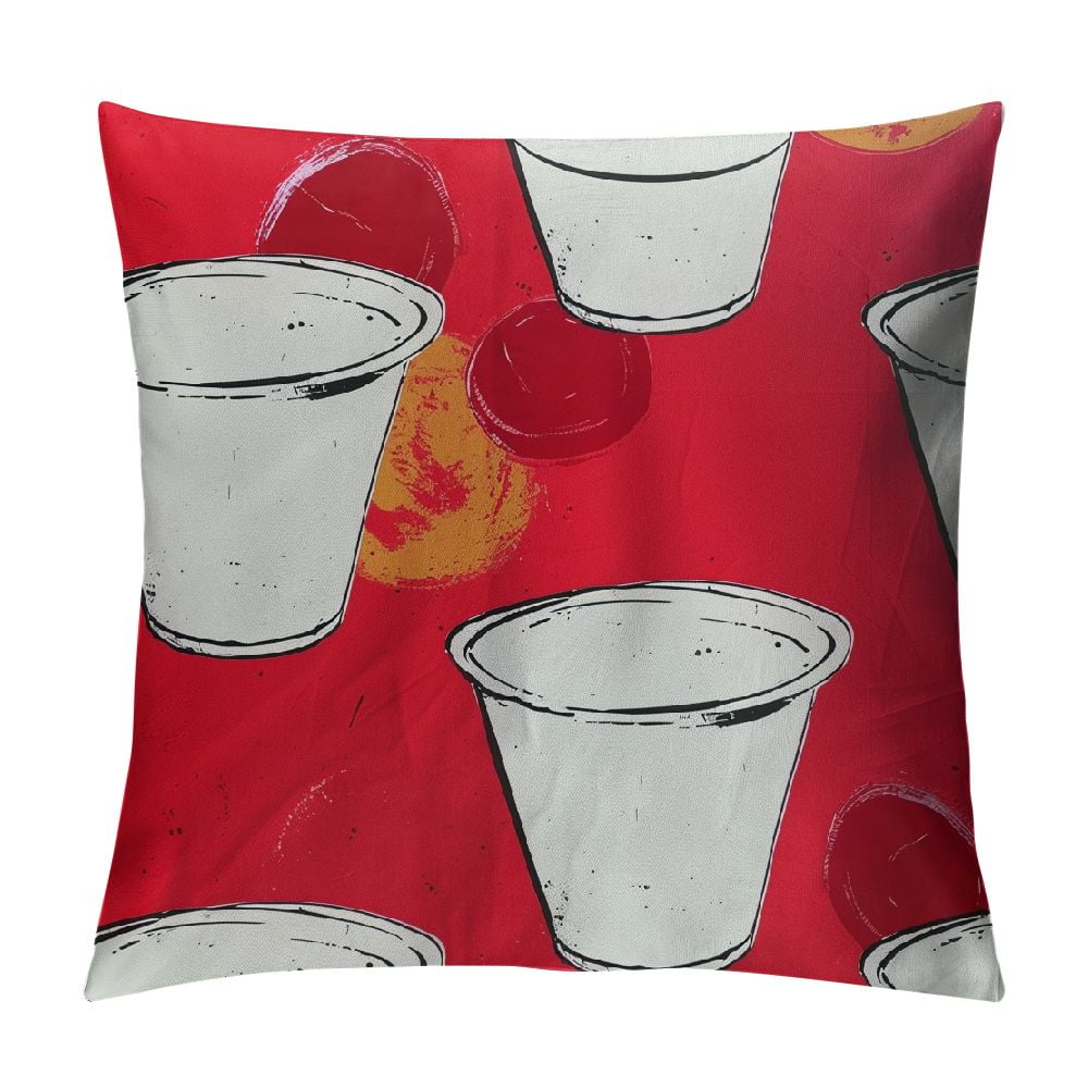 Nawypu Decorative Square Throw Pillow Case Cushion Cover, Beer Pong Red ...