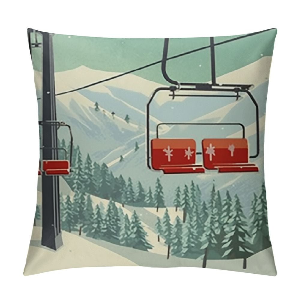 Nawypu Decorative Throw Pillow Cover Christmas Snowboard Winter Ski ...