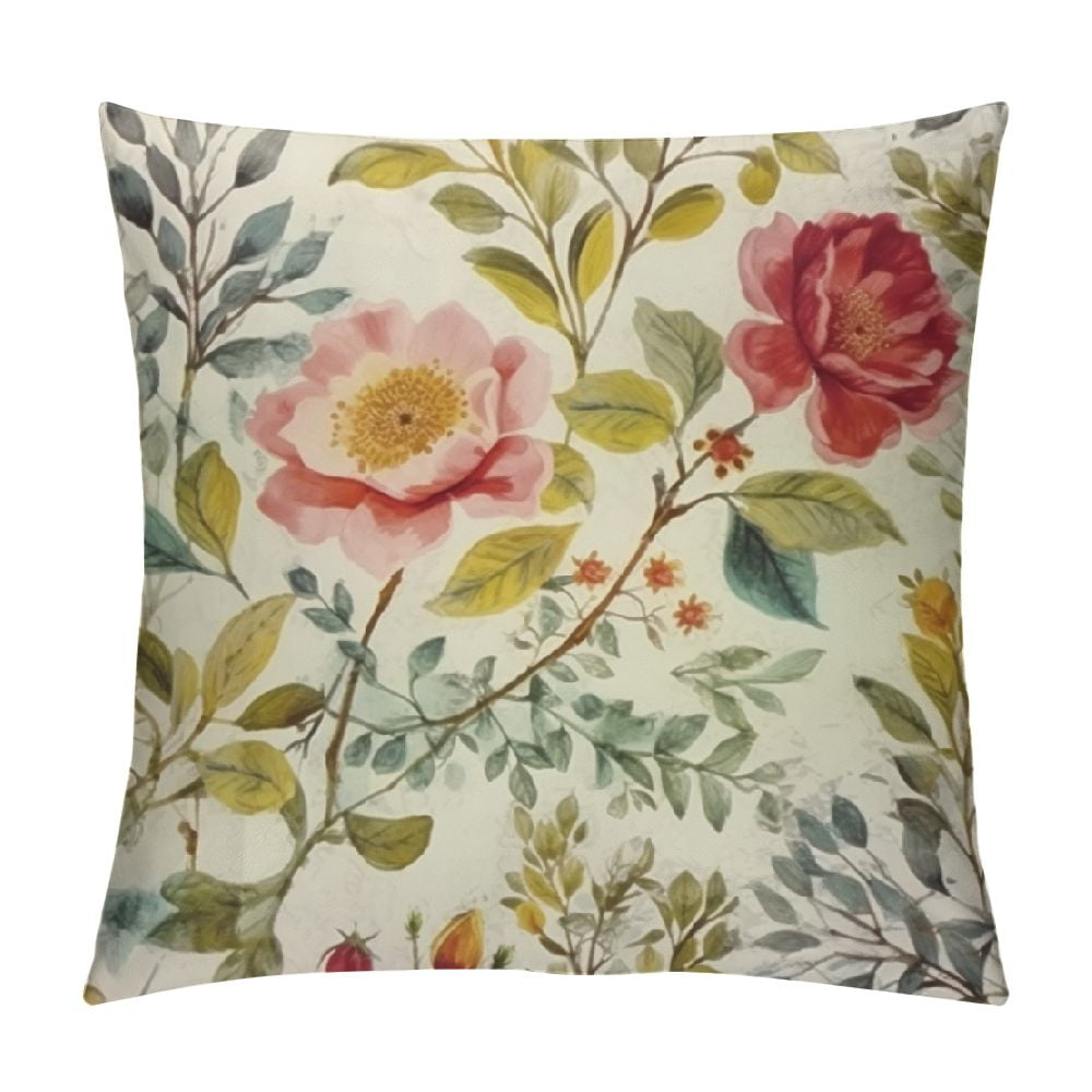 Nawypu Decorative Throw Pillow Covers Vintage Floral, Romantic Blossom ...