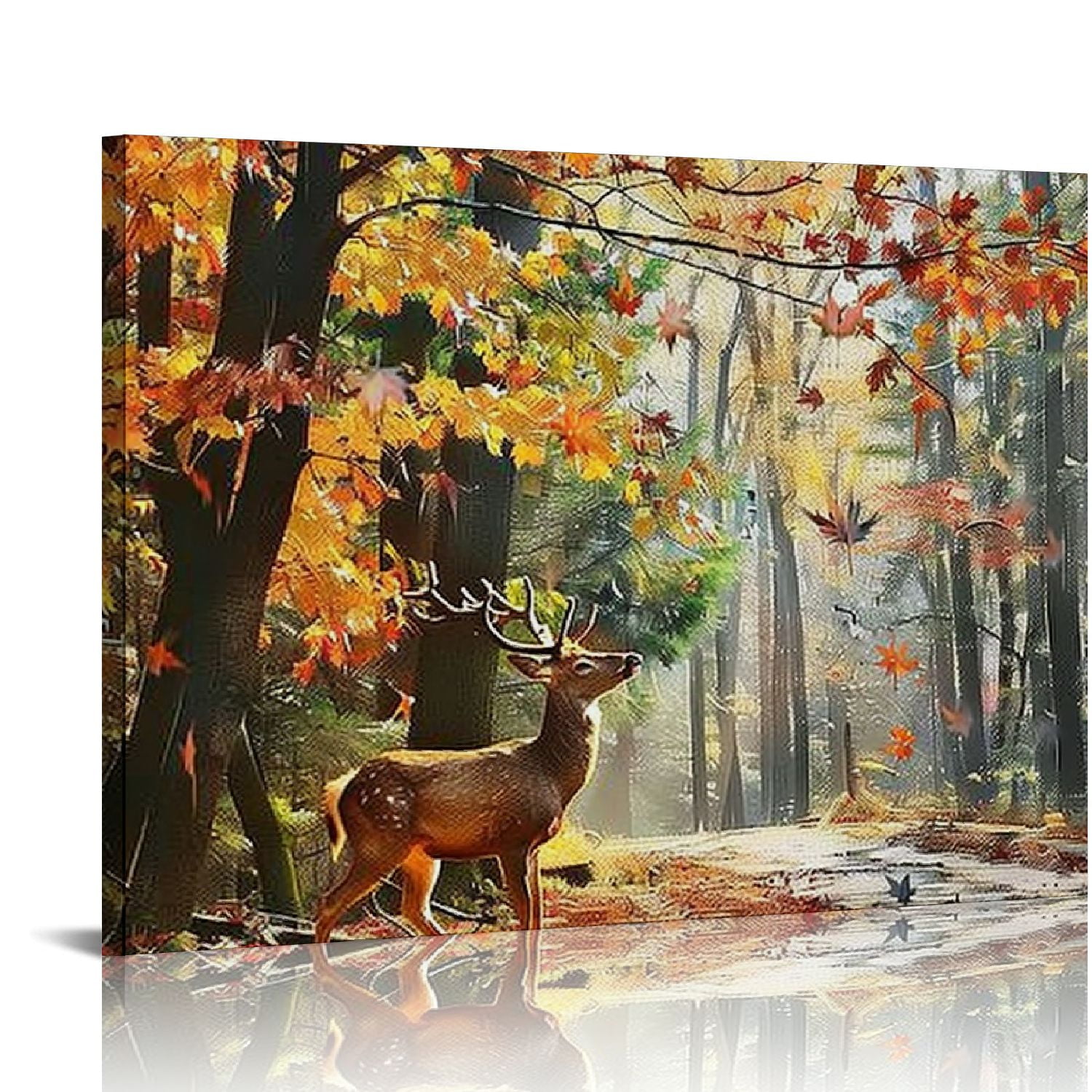 Nawypu Deer Autumn Forest Wall Art for Living Room, Beautiful Sika Wild ...