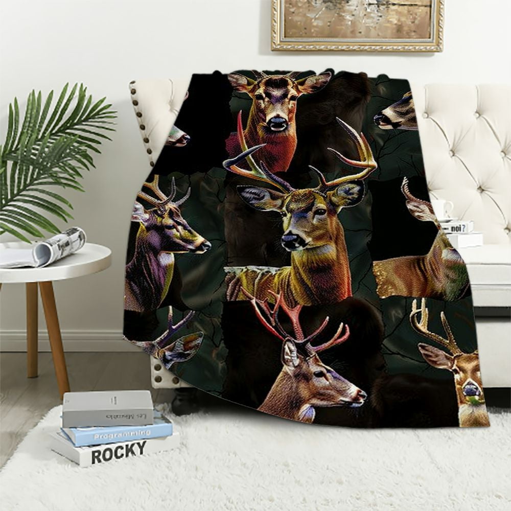 Nawypu Deer Blanket and Throws Elk Antler Throw Blankets Deer Decor ...
