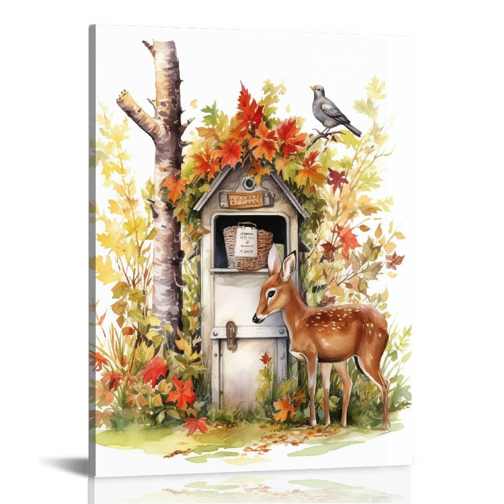 Nawypu Deer Decor wall art Fox canvas Pictures Cardinal Wall Decor ...