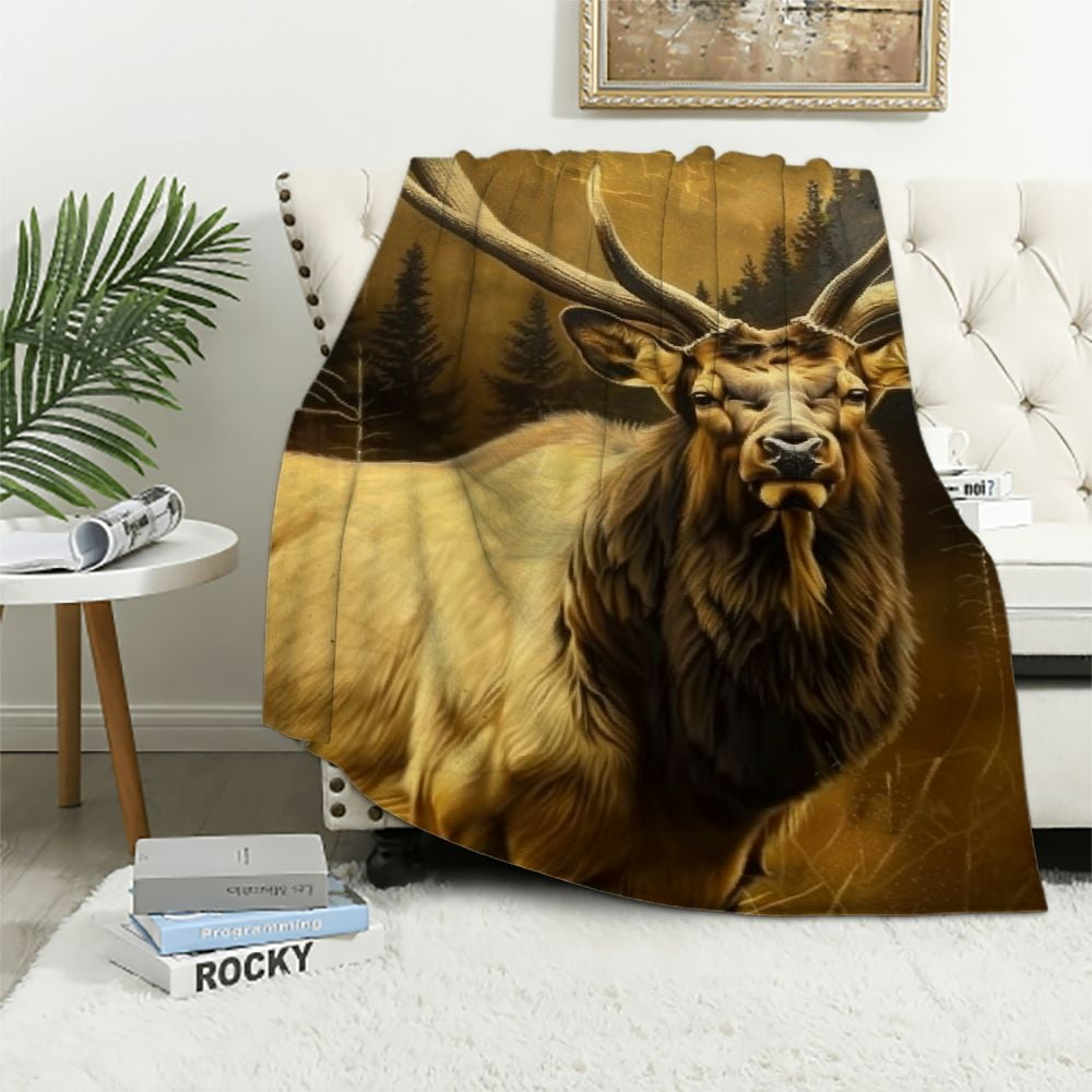 Nawypu Deer Hunting Blanket Queen,Woodland Animal Hunter Throw Blanket ...