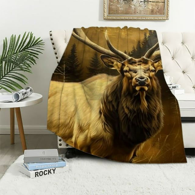 Nawypu Deer Hunting Blanket Queen,Woodland Animal Hunter Throw Blanket ...