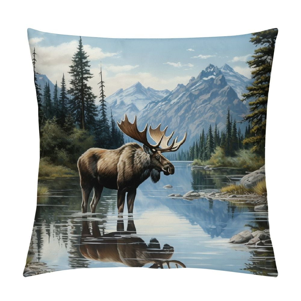 Nawypu Deer Silhouette Pillow Case Cover Single Pack,Brown Wooden Plank ...