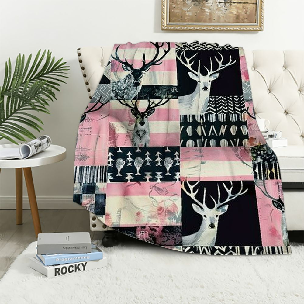 Nawypu Deer Throw Blanket Deer Elk Hunting Plush Blanket for Bed Sofa ...