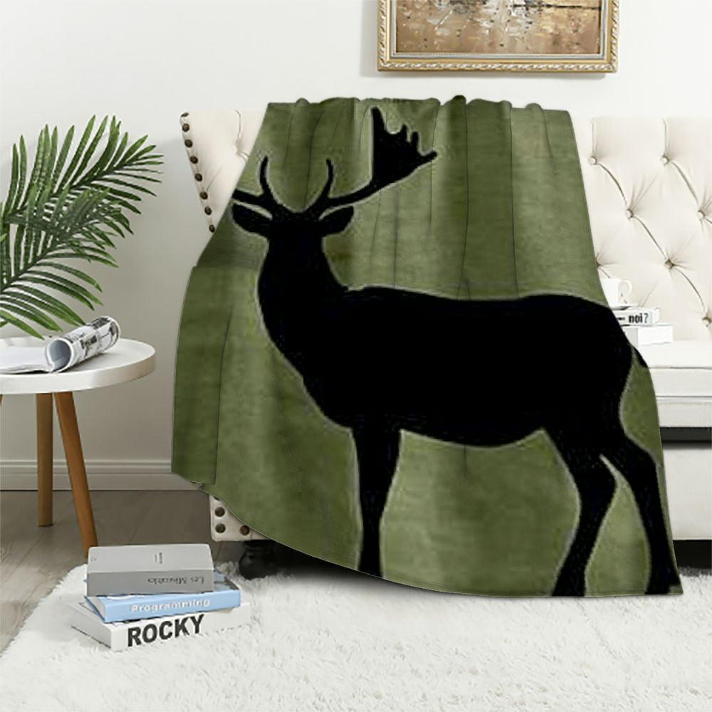 Nawypu Deer Throw Blanket, Moose Elk Mallard Duck Hunting Woodland ...