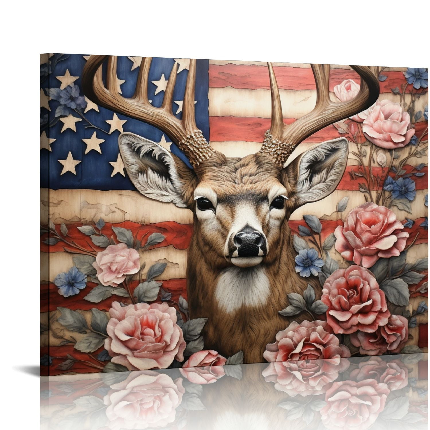 Nawypu Deer Wall Art for Living Room Wildlife Canvas Picture Elk Wall ...