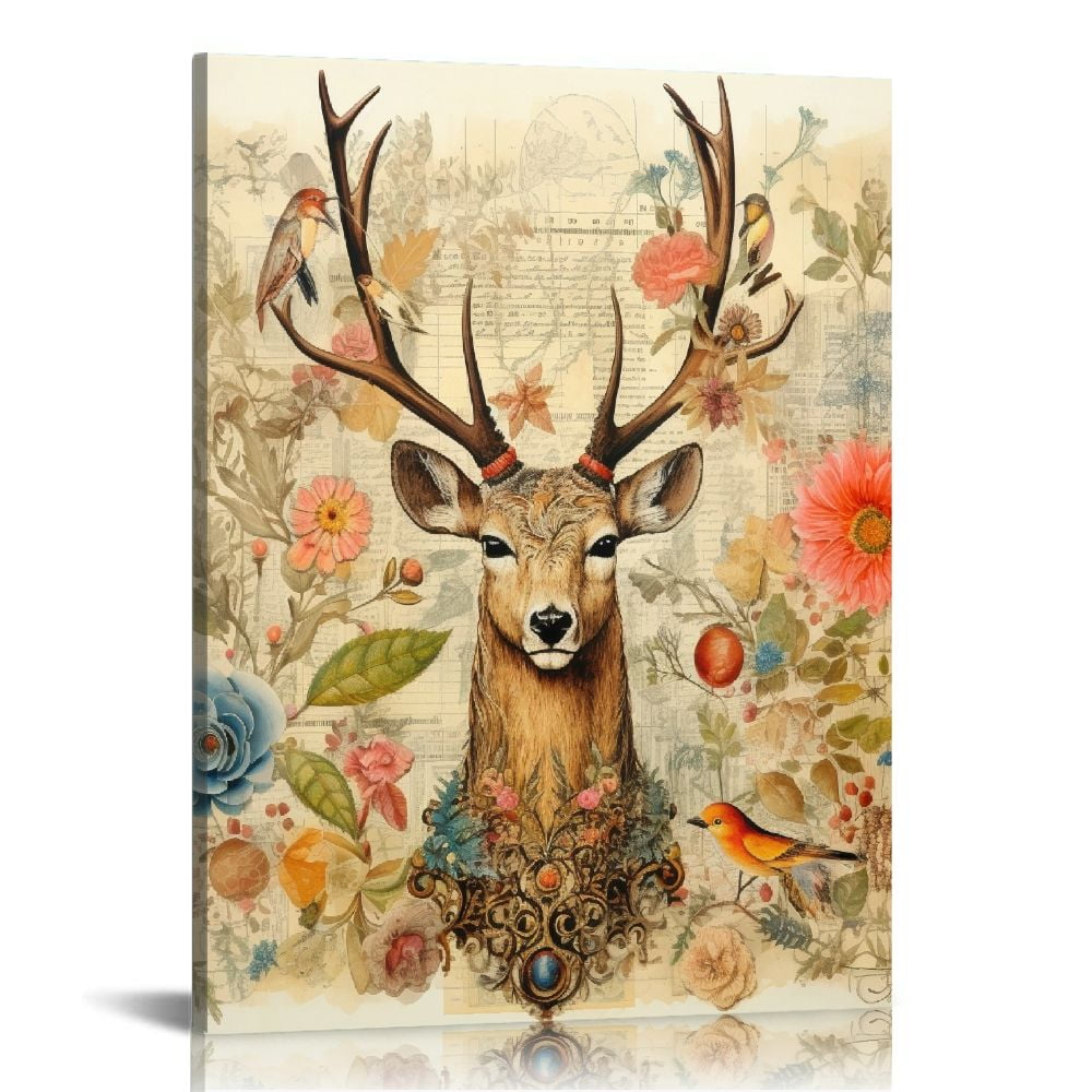 Nawypu Deer With flowers Upcycled Vintage Dictionary Art Print, Deer ...