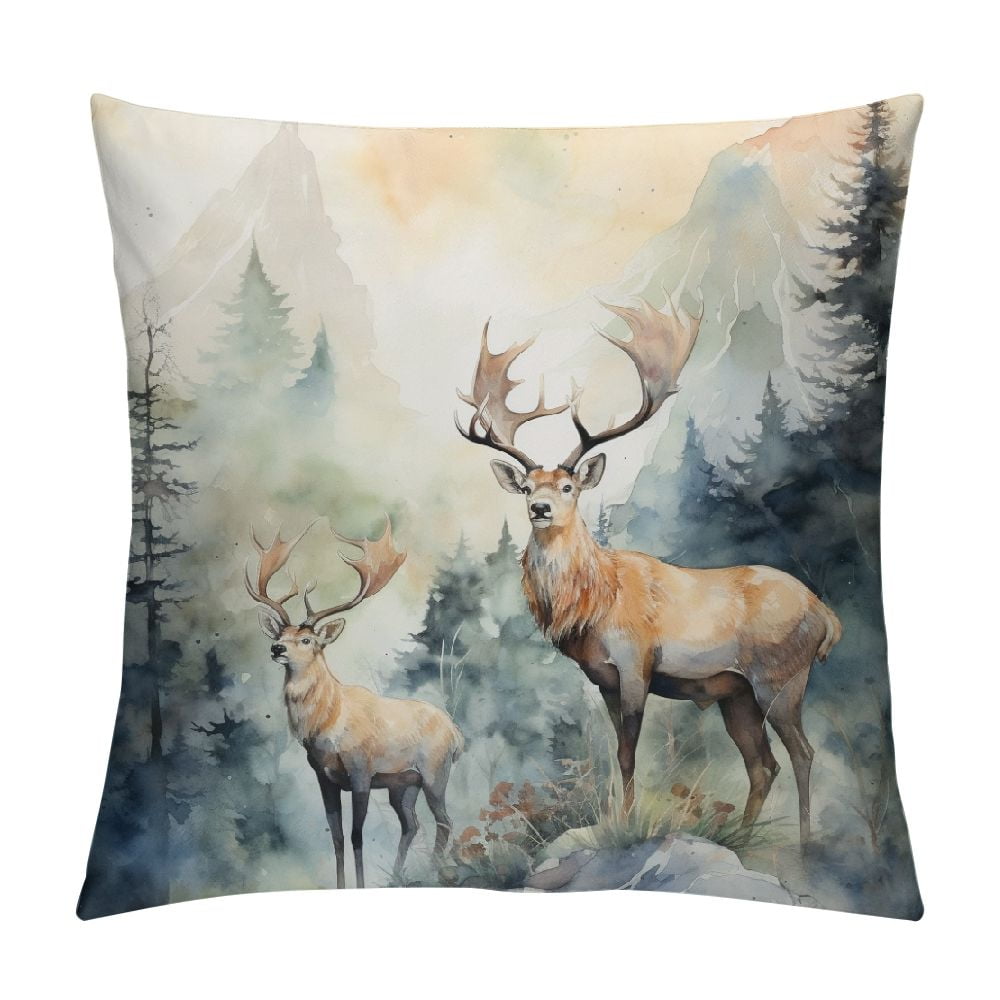 Nawypu Deer Wolf Throw Pillow Covers Set of Square Plush Animals Pillow ...
