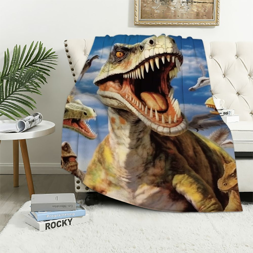 Nawypu Dinosaur Blanket - Queen Size Super Soft Plush Jurassic Throw ...
