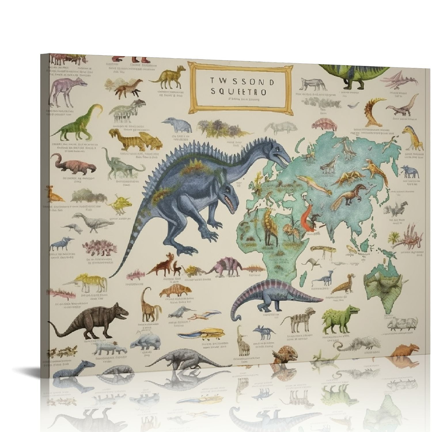 Nawypu Dinosaur Map Art Dinosaur Wall Art Watercolor Dinosaur Print ...