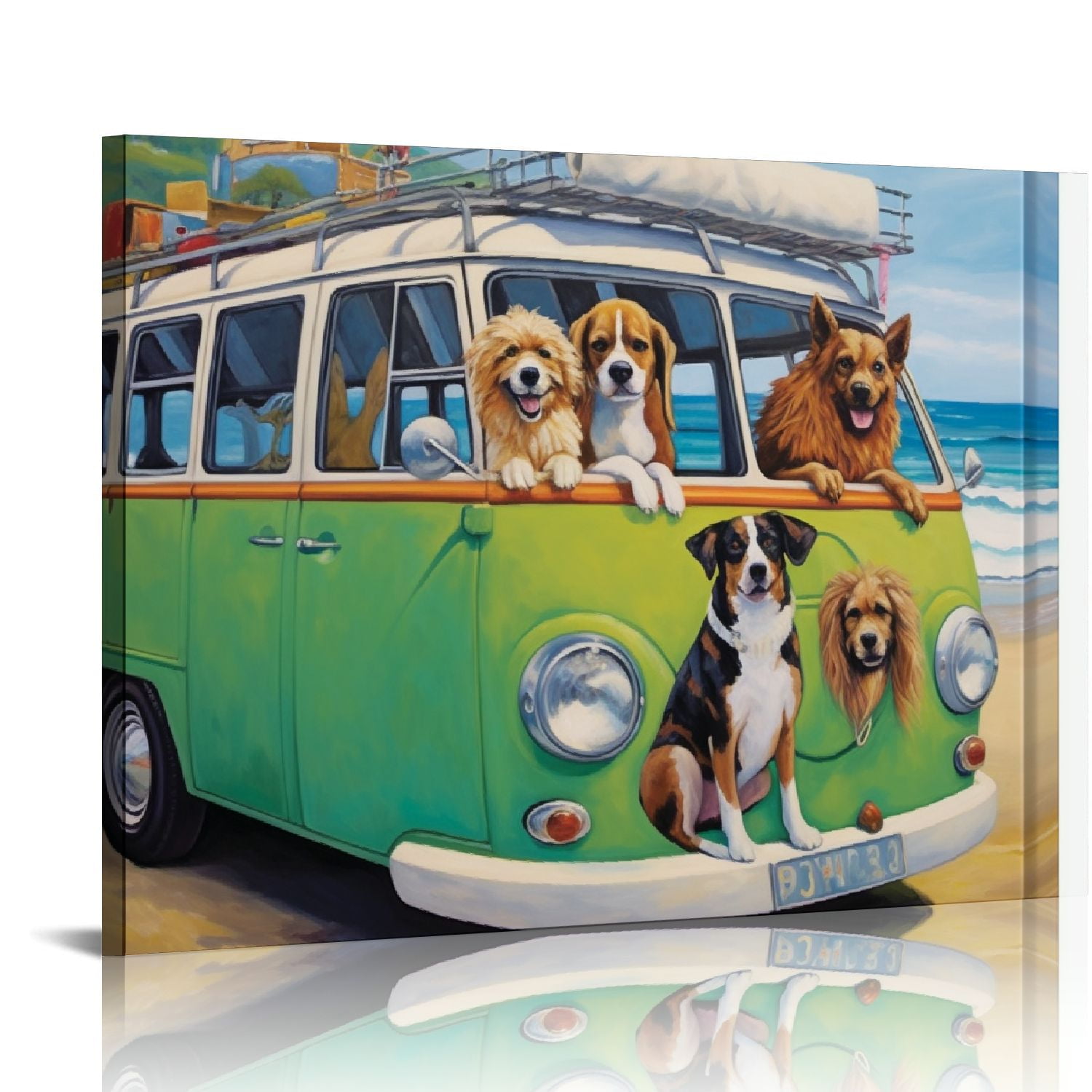 Nawypu Dogs Driving Retro Van Summer Beach Trip, Designed by CR ...