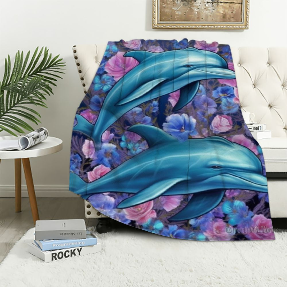 Nawypu Dolphin Blanket Ocean Dolphin Plush Throw Blanket Super Soft ...
