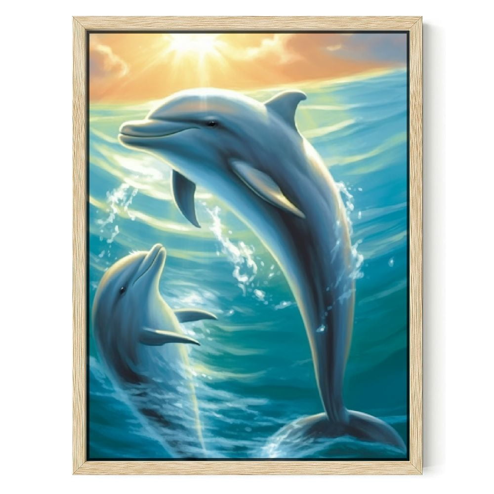 Nawypu Dolphin Canvas Wall Art Cute Dolphins Playing Under Sea with ...