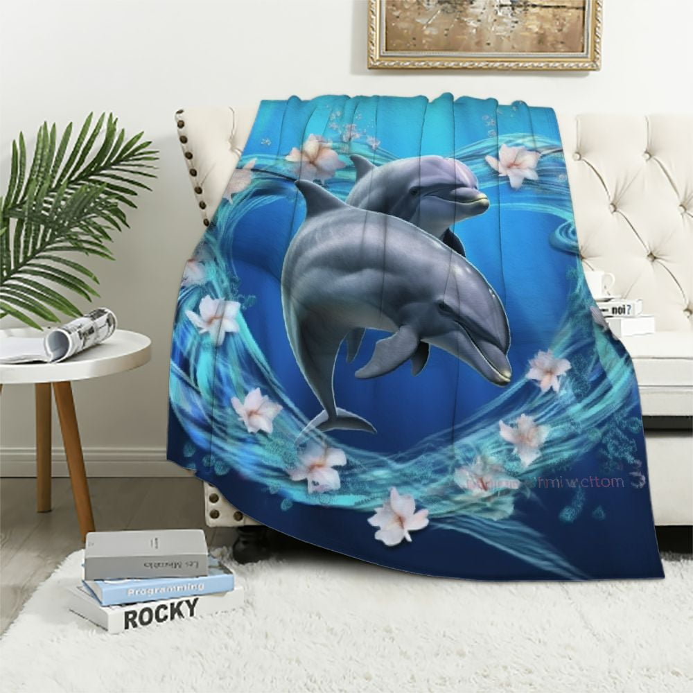 Nawypu Dolphin Gifts Blanket Dolphin Throw Blankets Bedding Cozy ...