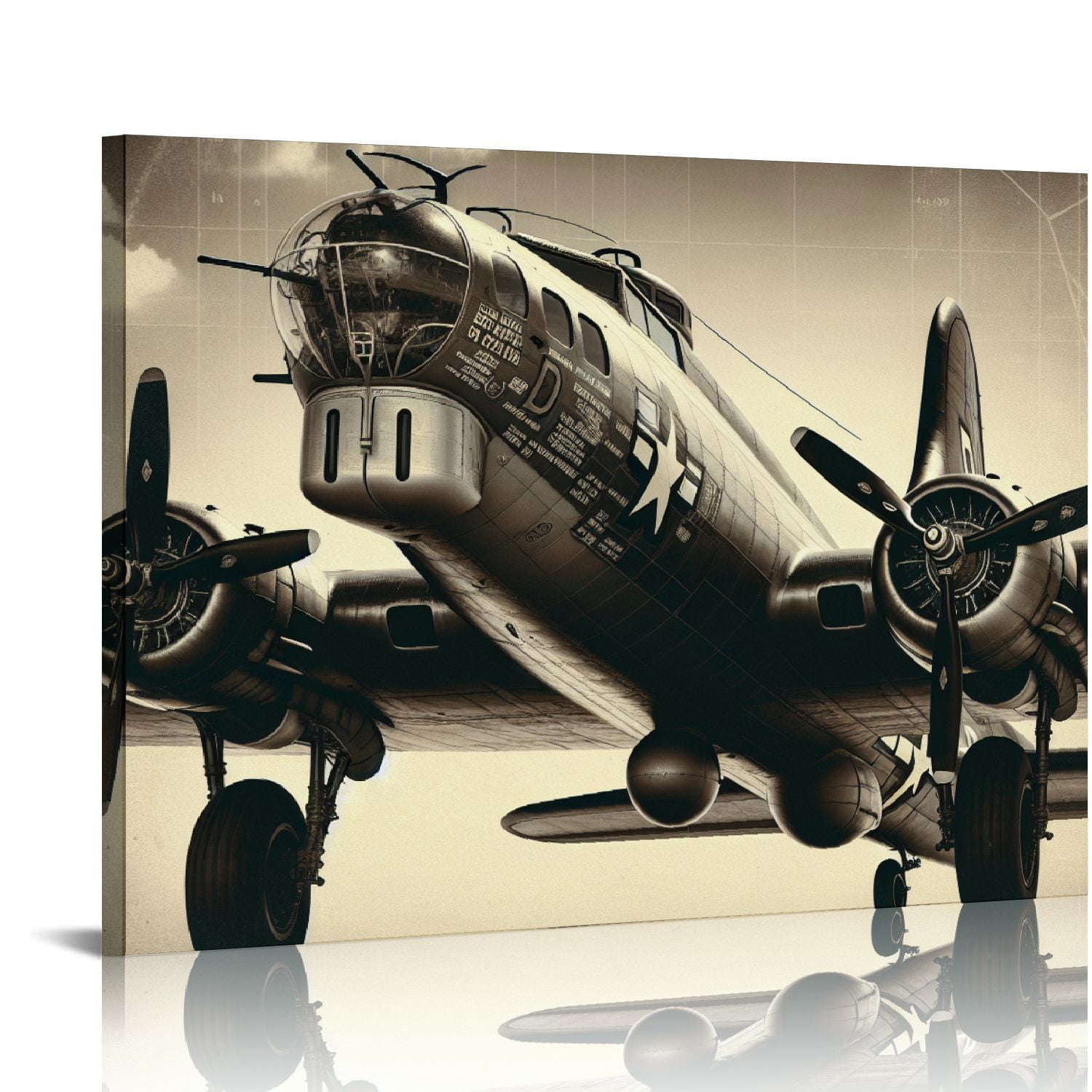 Nawypu Dorm Wall Art For Living Room - B-17 Flying Fortress Air Force ...