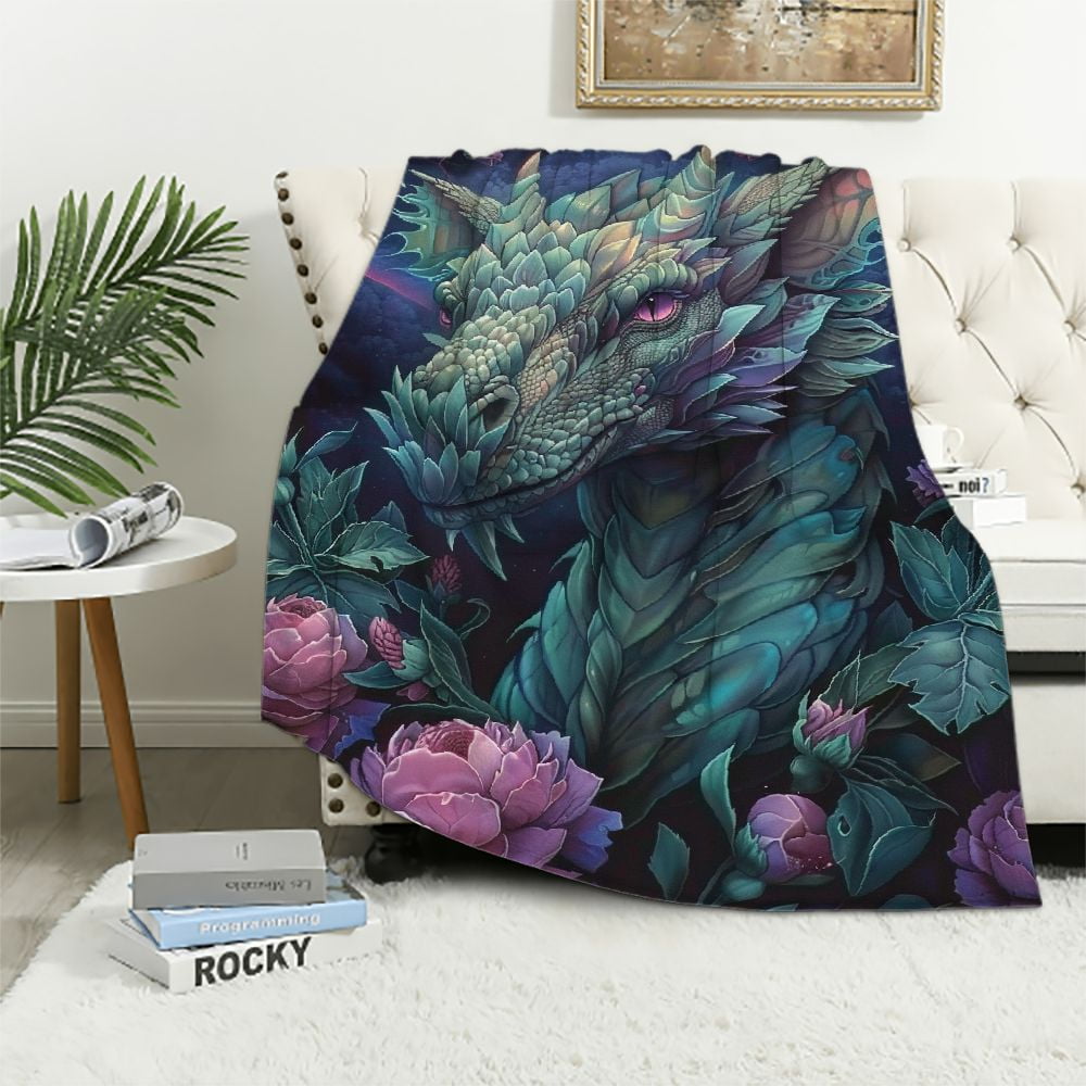 Nawypu Dragon Blankets and Throws Soft Cozy Flannel Dragon Throw ...