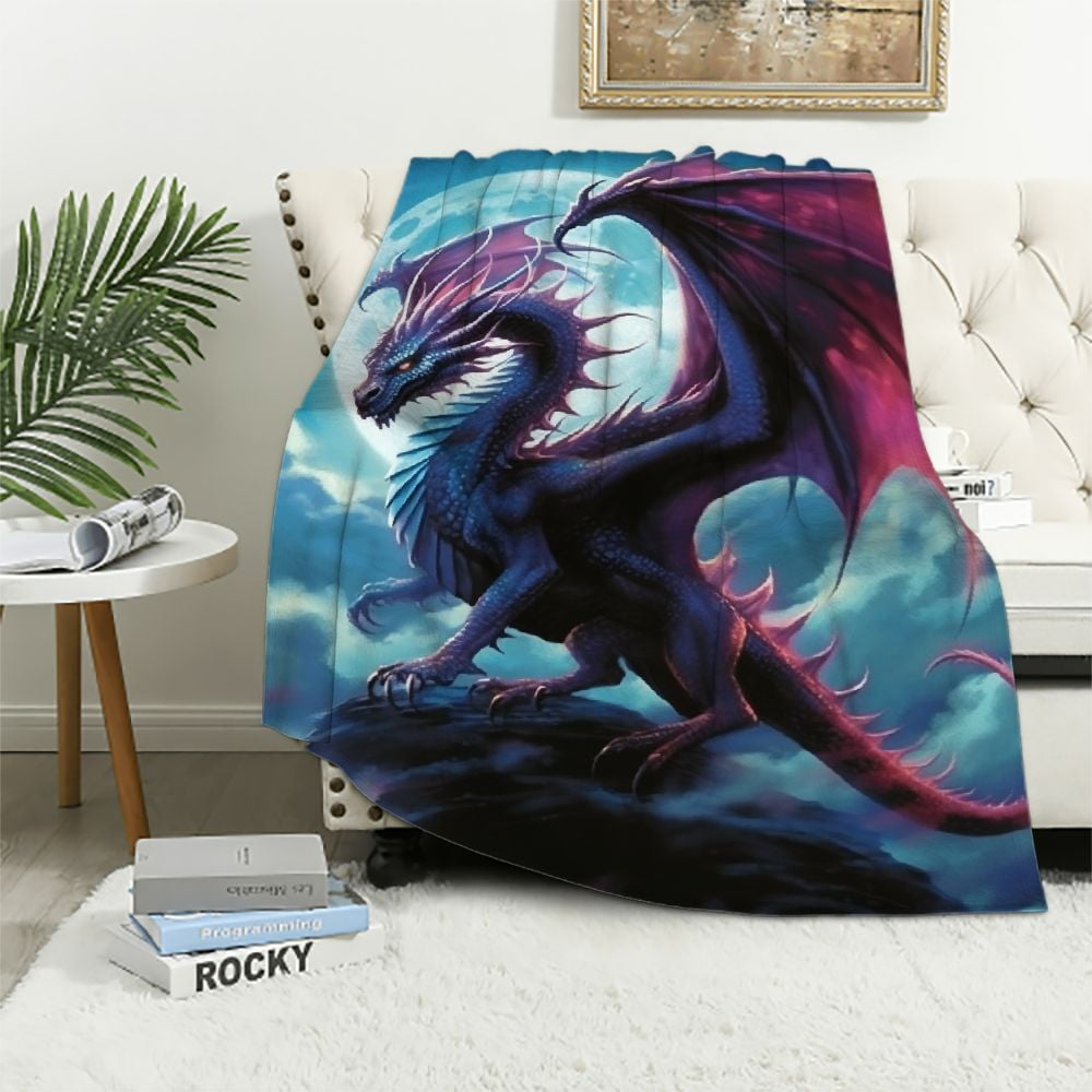Nawypu Dragon Blankets and Throws Soft Cozy Flannel Dragon Throw ...