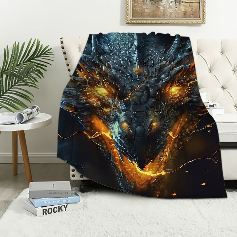 Nawypu Dragon Gifts Blanket, Cool Black Gold Dragon Blanket, Dragon ...
